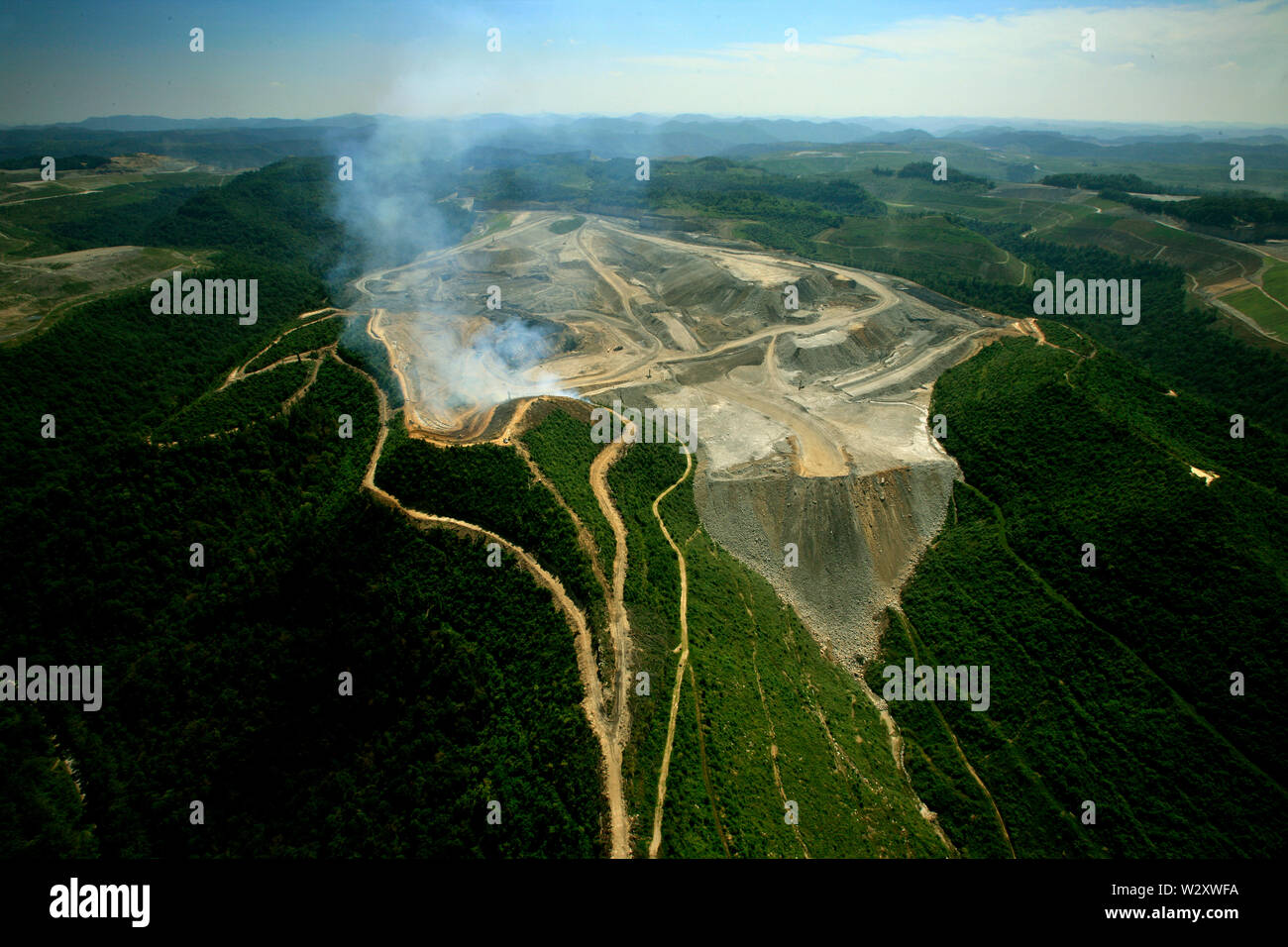 Mountain top removal coal mines in Blair County, West Virginia Stock ...