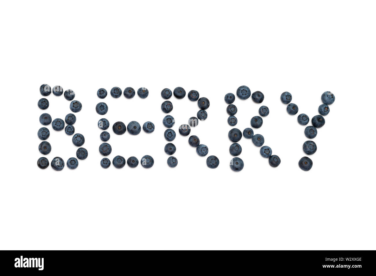 The word Berry created with blueberries on white background Stock Photo ...