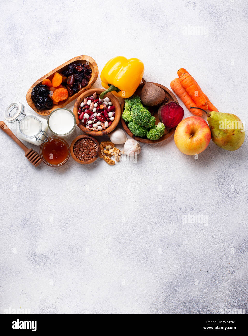 Products for healthy bowel. Natural food for gut Stock Photo - Alamy