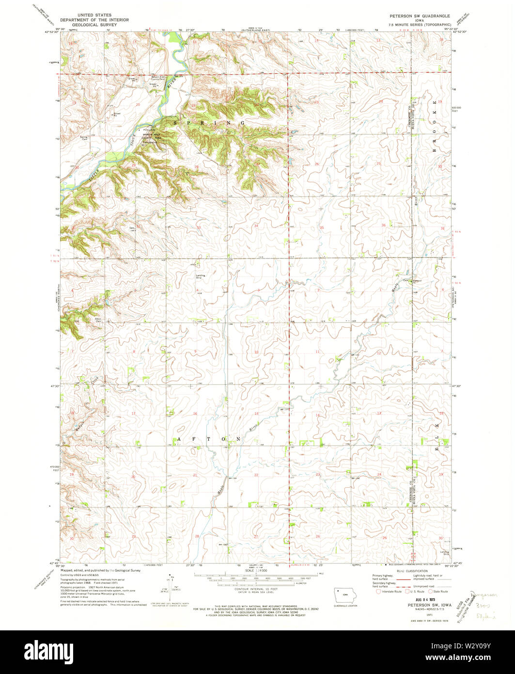 USGS TOPO Maps Iowa IA Peterson SW 175374 1971 24000 Restoration Stock ...