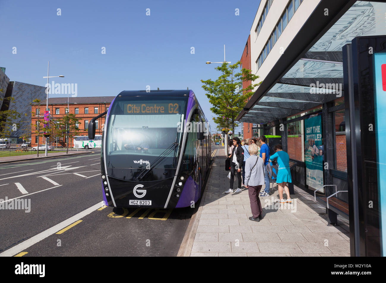Ireland, North, Belfast, Titanic Quarter, Tourists awaiting Glider ...