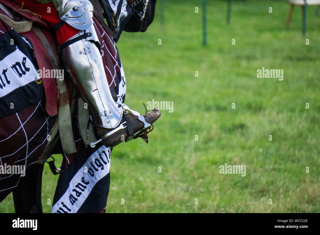 Close up of the foot of a medieval knight on horseback Stock Photo - Alamy
