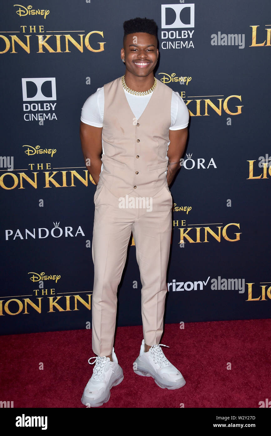 Aubrey Joseph at the world premiere of the movie 'The Lion King' at the ...