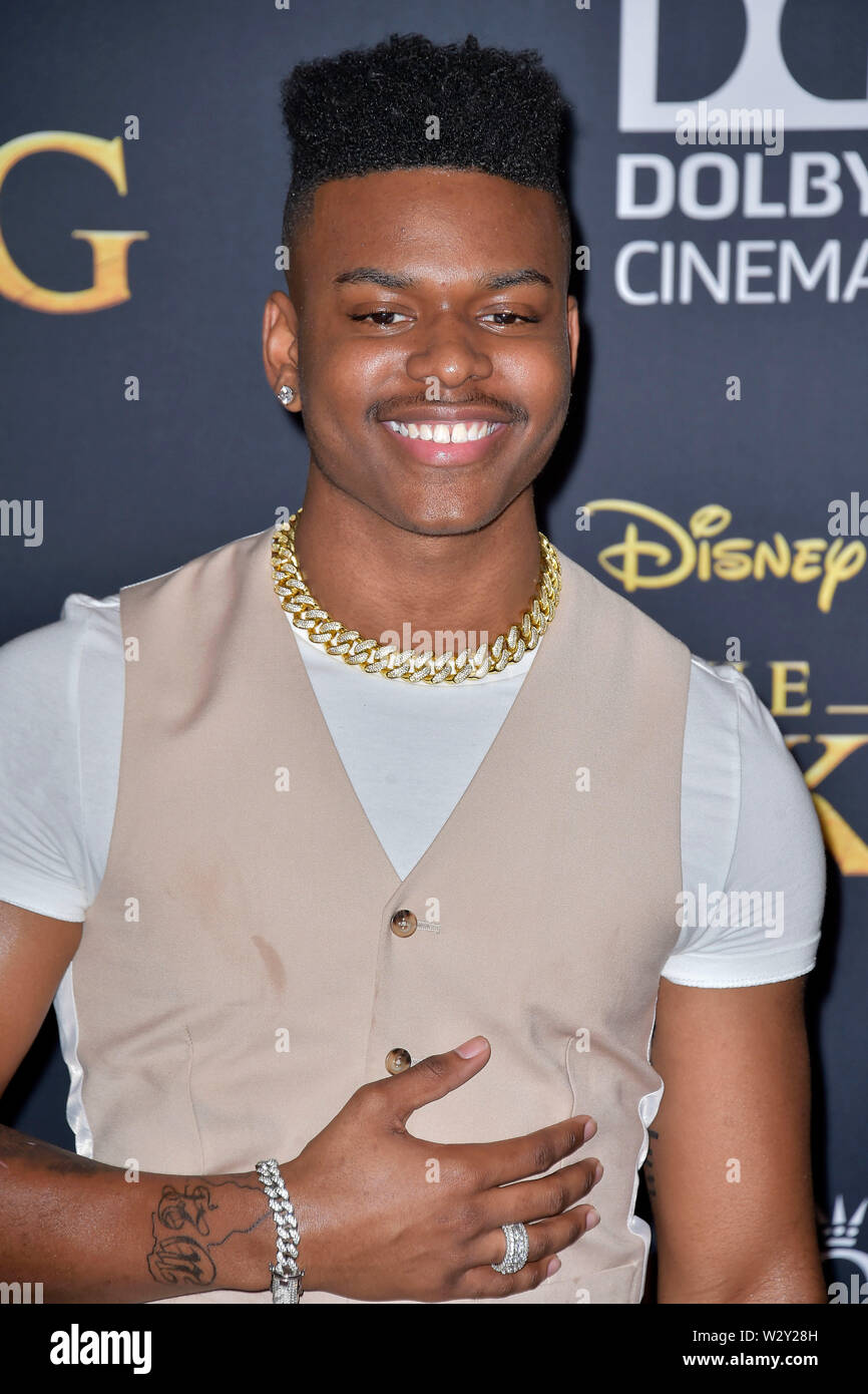 Aubrey Joseph at the world premiere of the movie 'The Lion King' at the ...