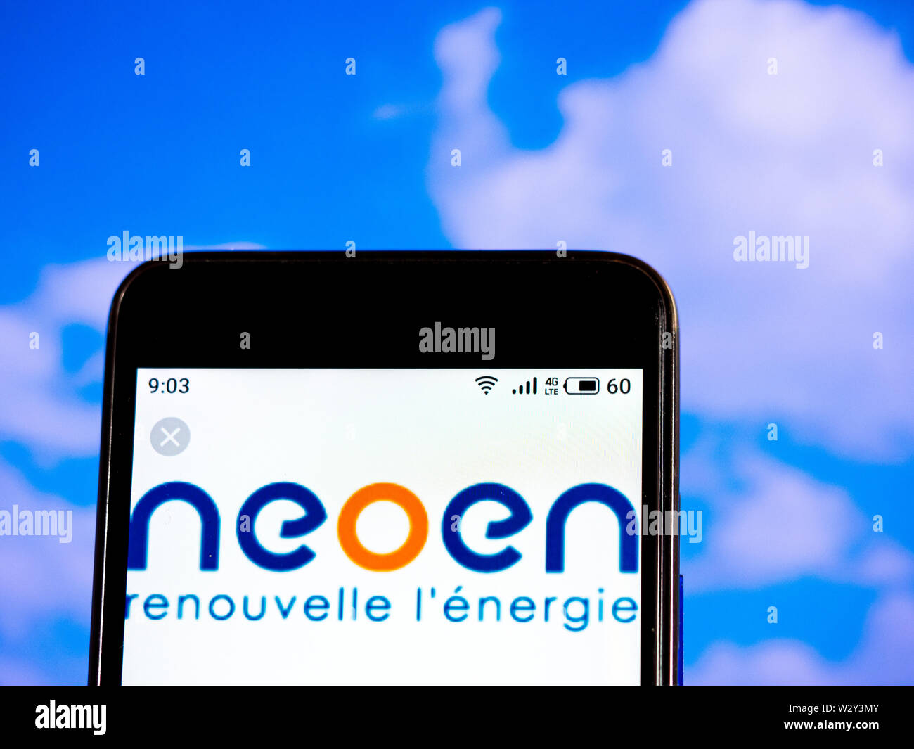In this photo illustration the Neoen logo is seen displayed on a ...