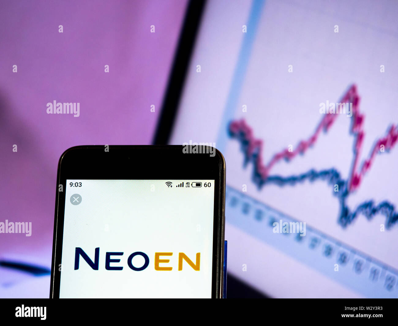 In this photo illustration the Neoen logo is seen displayed on a ...