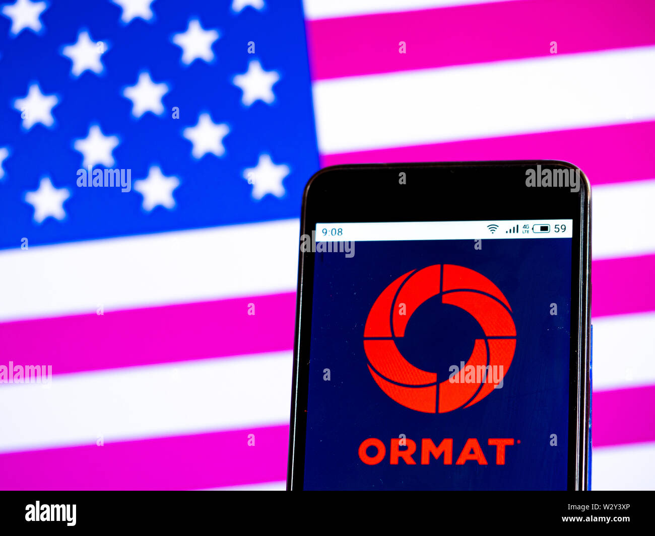 In this photo illustration the Ormat Technologies Inc. logo is seen ...