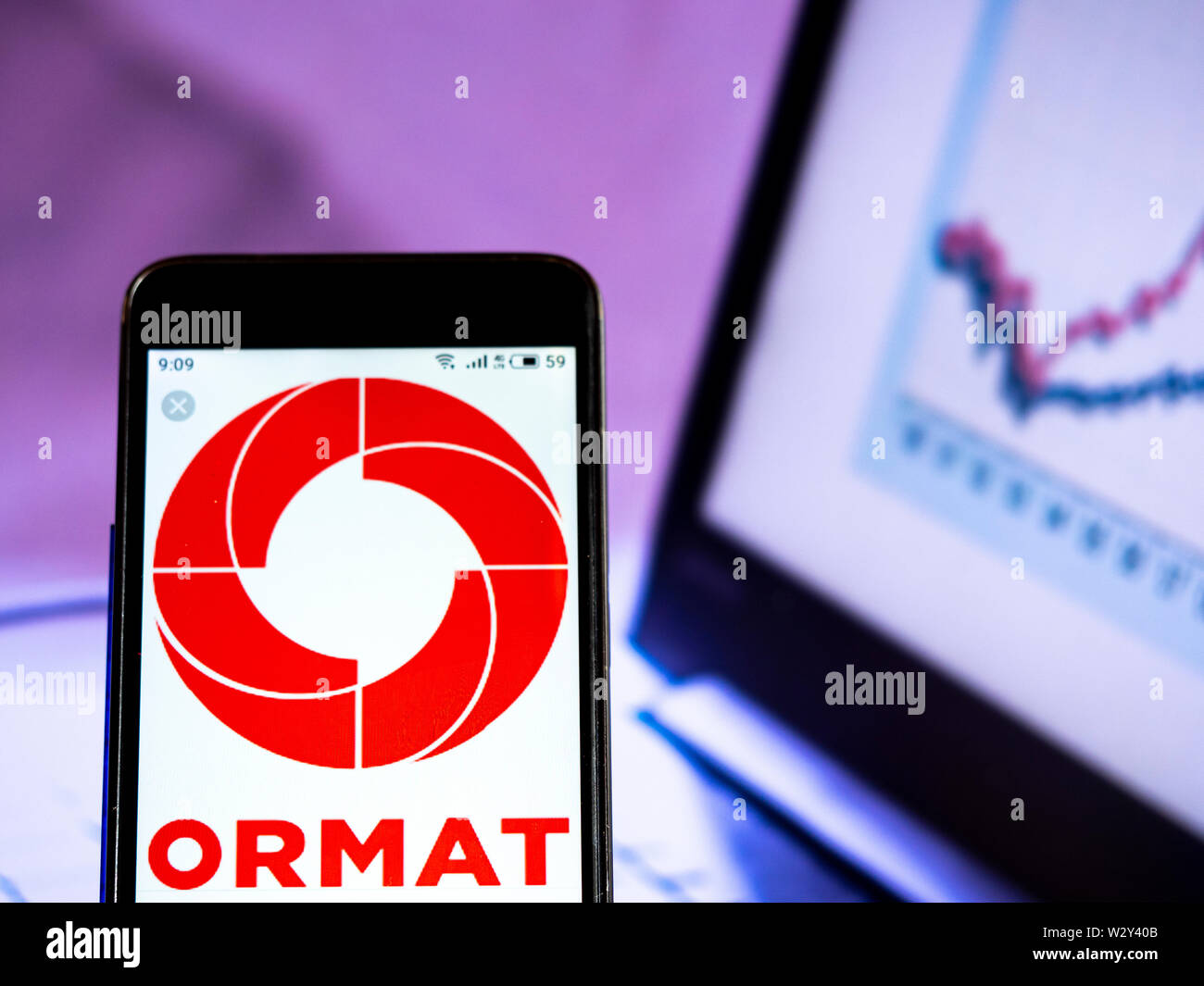 In this photo illustration the Ormat Technologies Inc. logo is seen ...