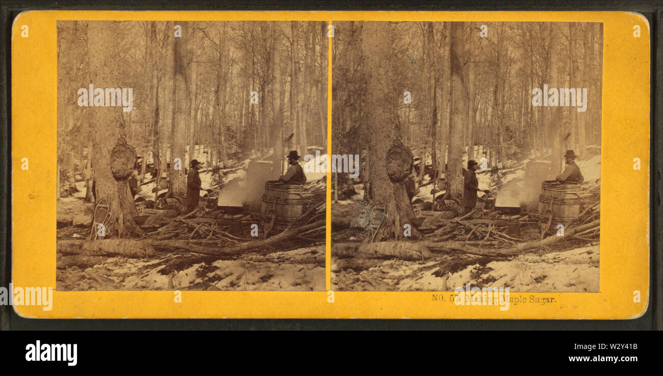 Making maple sugar, by Kilburn Brothers 3 Stock Photo - Alamy