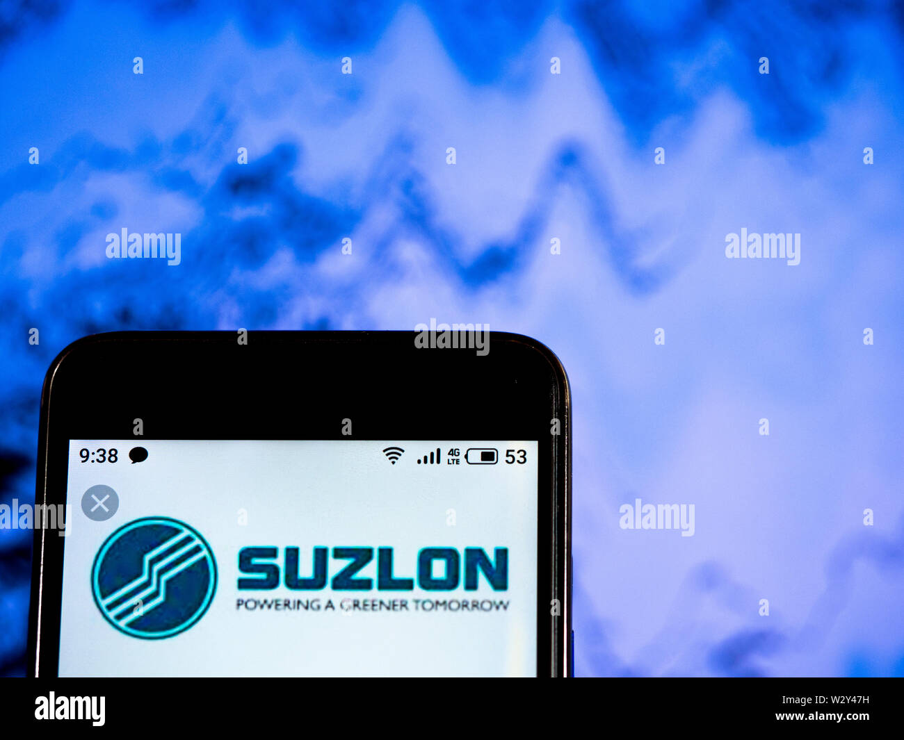 In this photo illustration the Suzlon Energy logo is seen displayed on ...