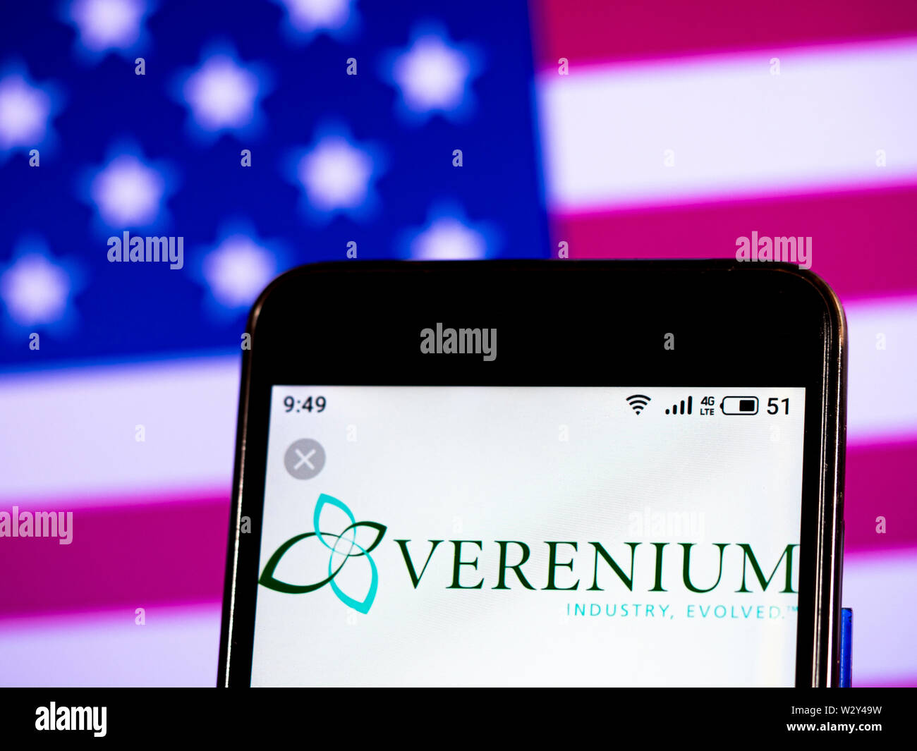 In this photo illustration the Verenium Corporation logo is seen ...