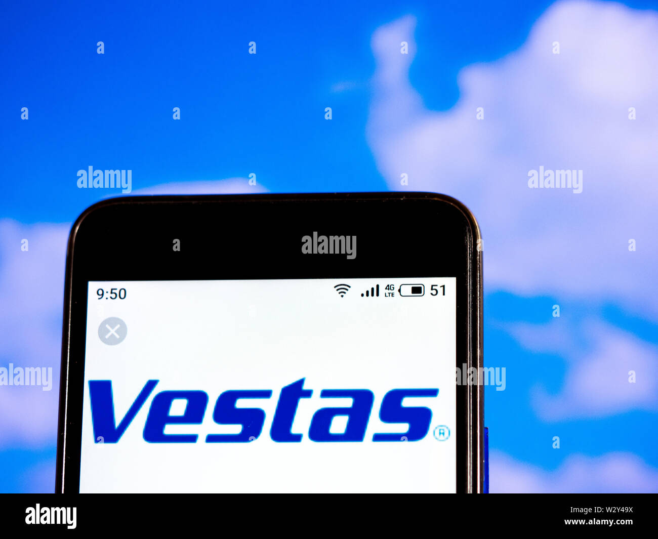 In this photo illustration the Vestas Wind Systems logo is seen ...