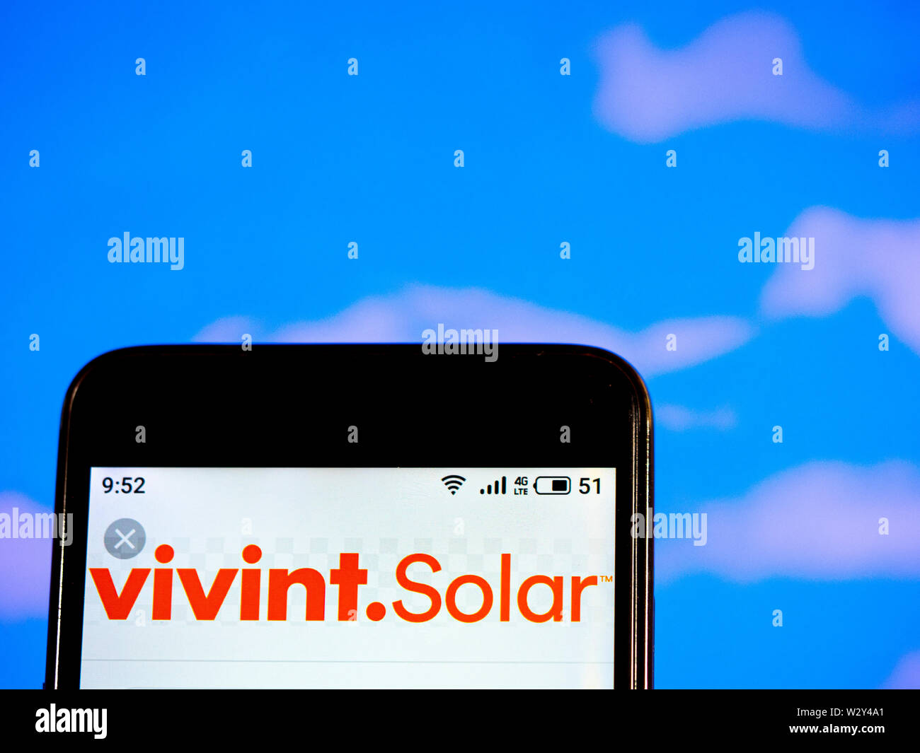 In this photo illustration the Vivint Solar, Inc. logo is seen ...