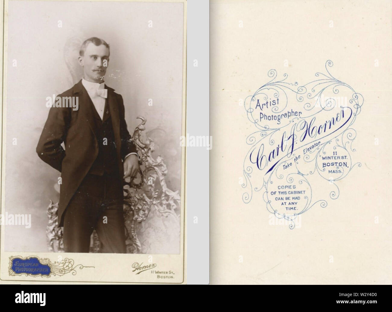 Man in white tie by Carl J Horner of 11 Winter Street in Boston Stock ...