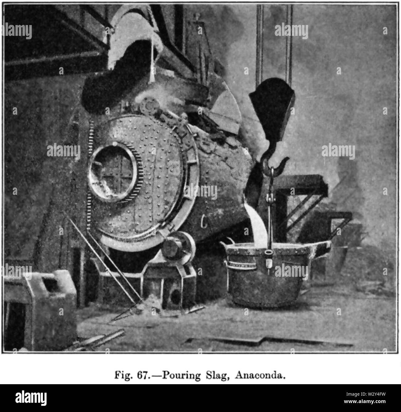 Manhès-David converter pouring slag Anaconda Copper Stock Photo - Alamy