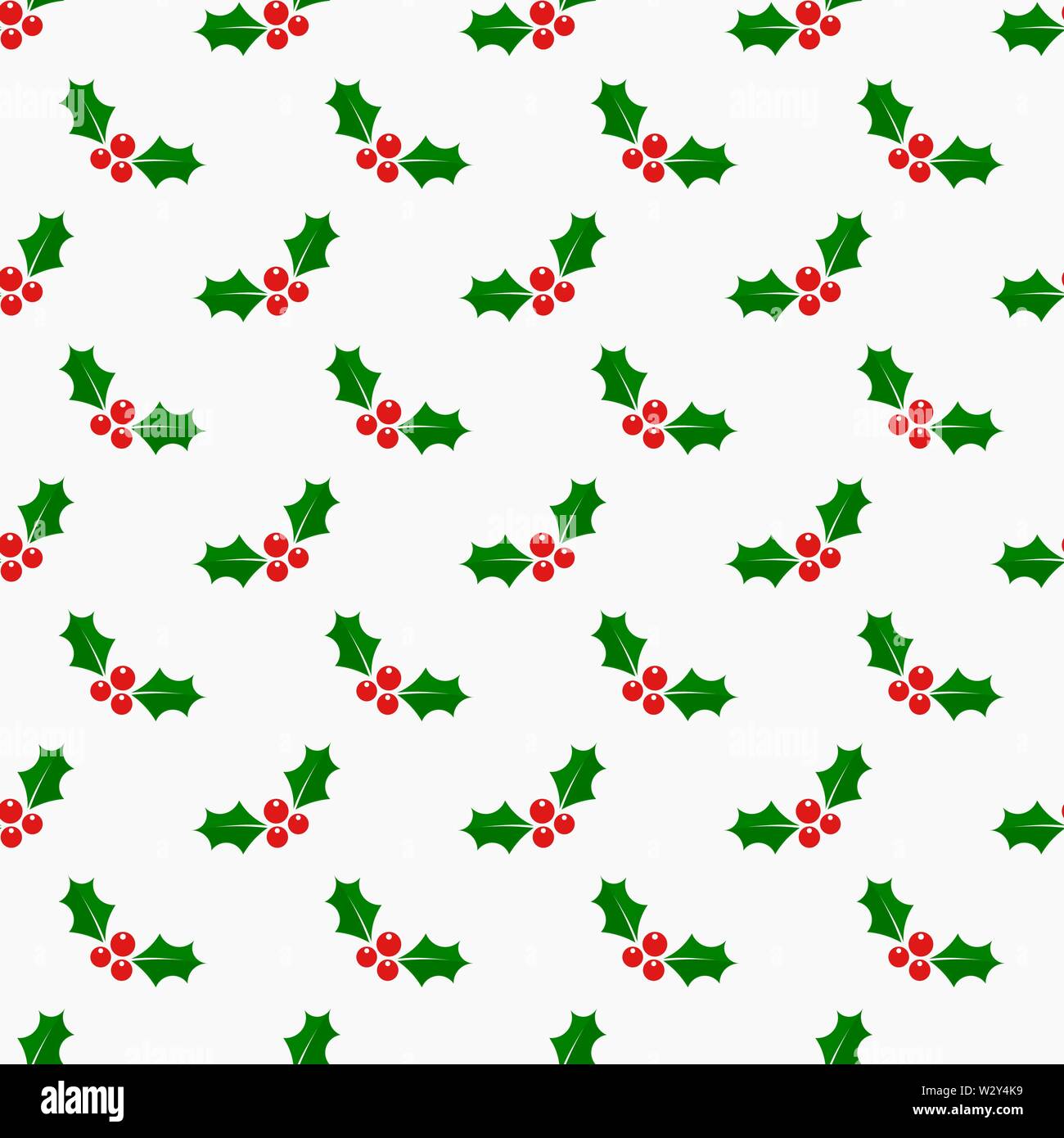 Christmas holly seamless pattern. Vector illustration Stock Vector ...