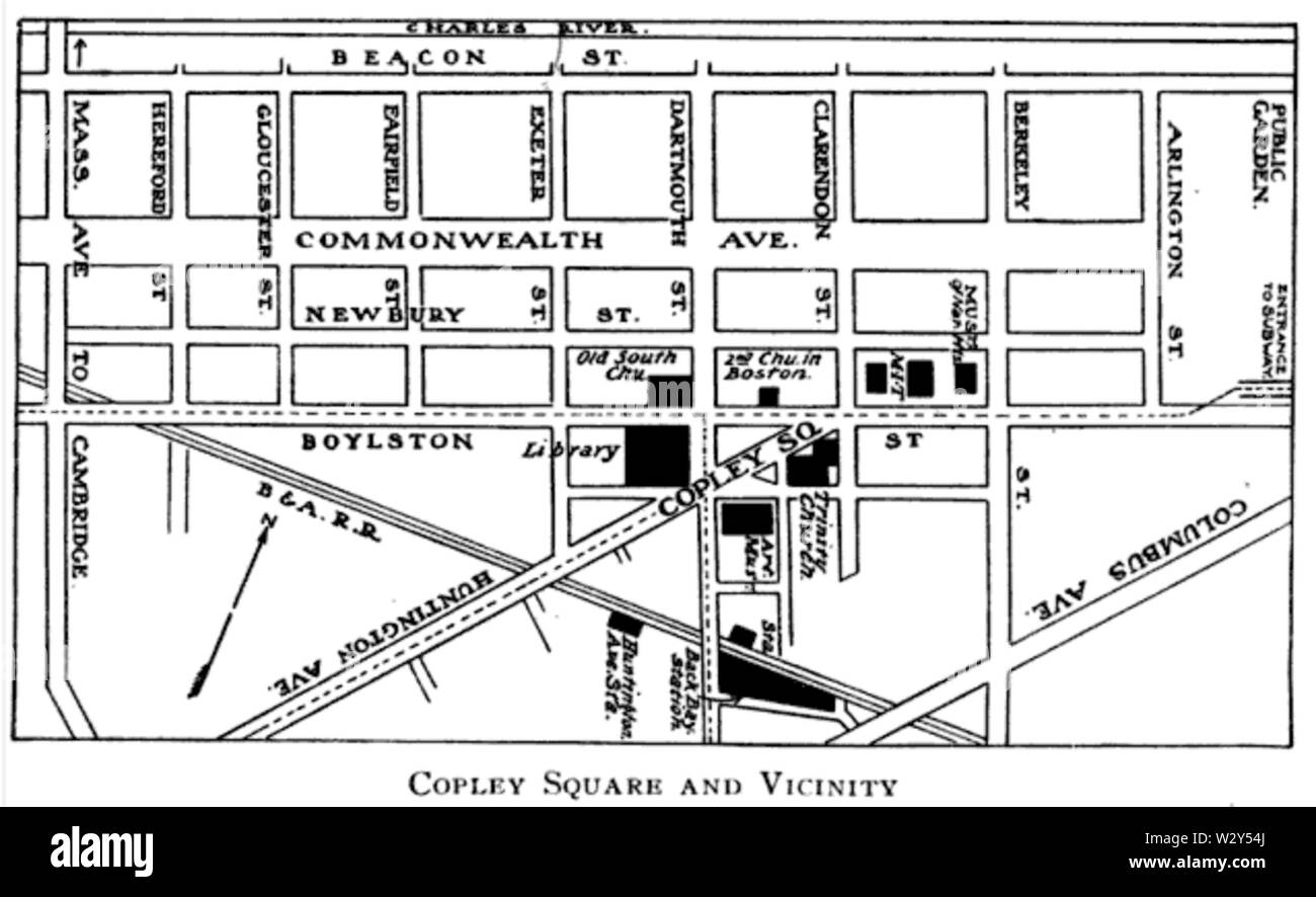 Map CopleySq Boston Bacon1903 Stock Photo - Alamy