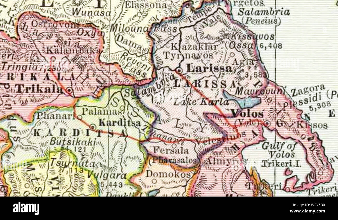 Map of Greece 1903 Thessaly Stock Photo - Alamy