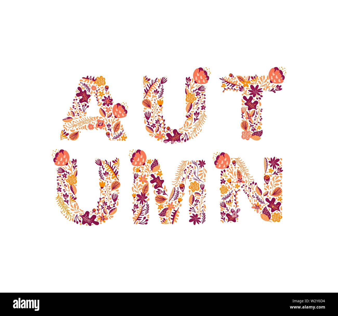 Floral vector Autumn text in banner design with colorful leaves in ...