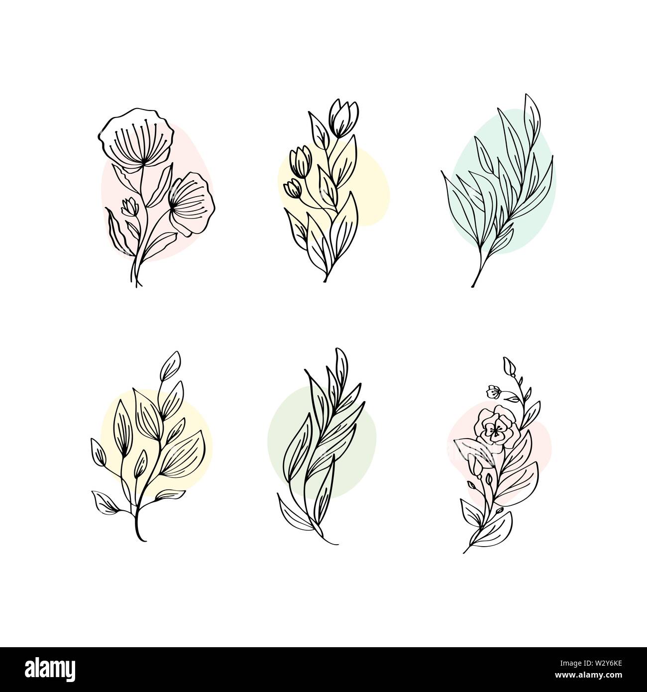 Floral Decoration Branch Leaf Plant Line Stroke Icon Pictogram Symbol ...