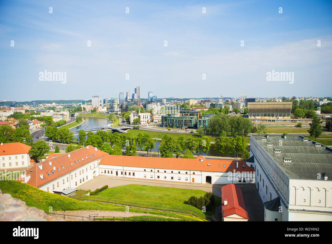 Top view of the old city and the new modern houses. Vilnius, Lithuania ...