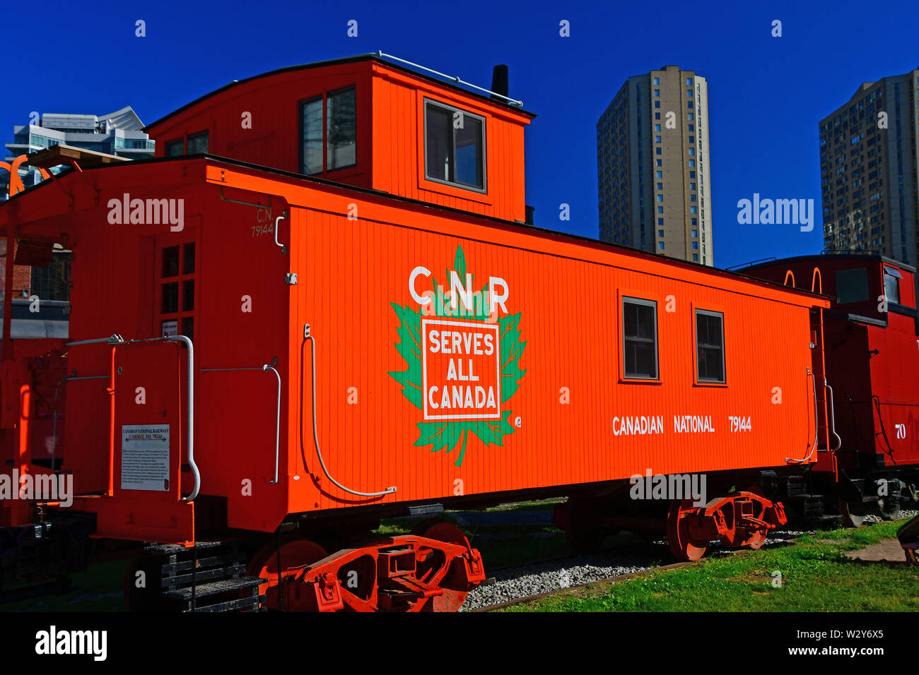 Restored Canadian National caboose at the Toronto Railroad Museum Stock ...
