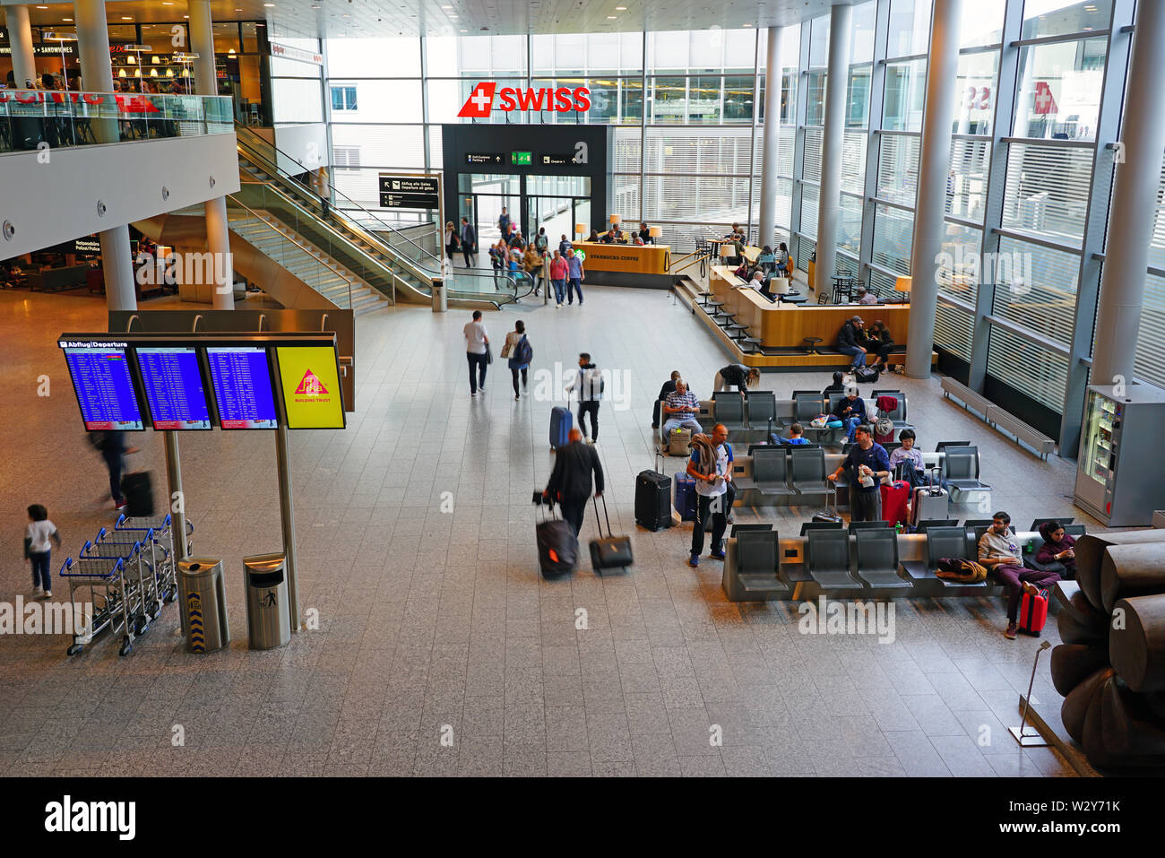 ZURICH, SWITZERLAND -19 MAY 2019- View of the Flughafen Zurich airport ...