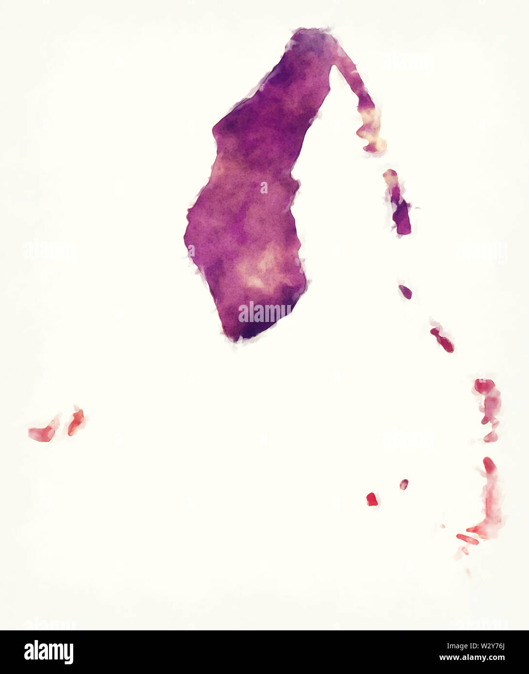 Aitutaki district watercolor map of Cook Islands Stock Photo - Alamy