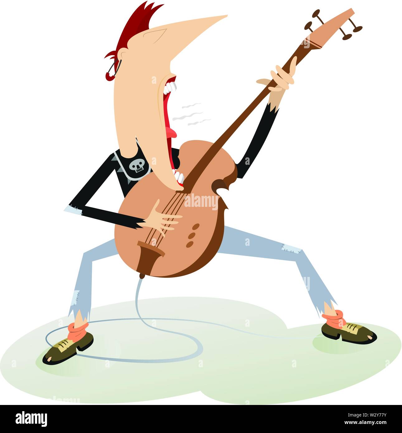 Cartoon expressive guitarist isolated illustration. Guitarist is ...