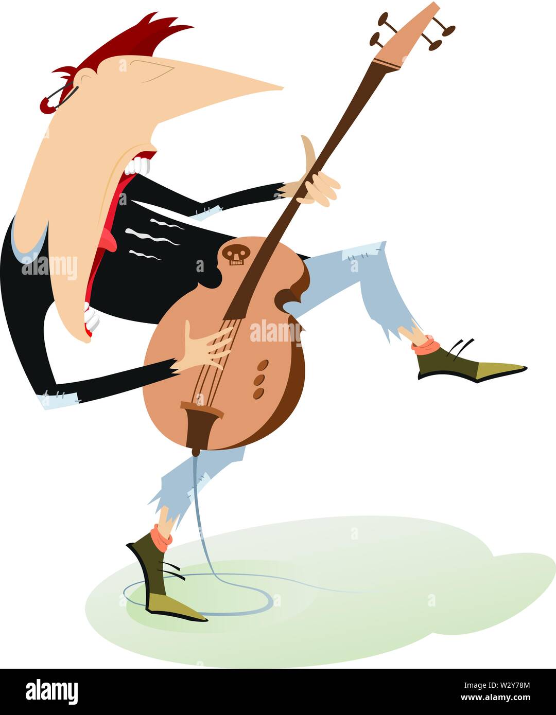 Cartoon expressive guitarist isolated illustration. Guitarist is ...