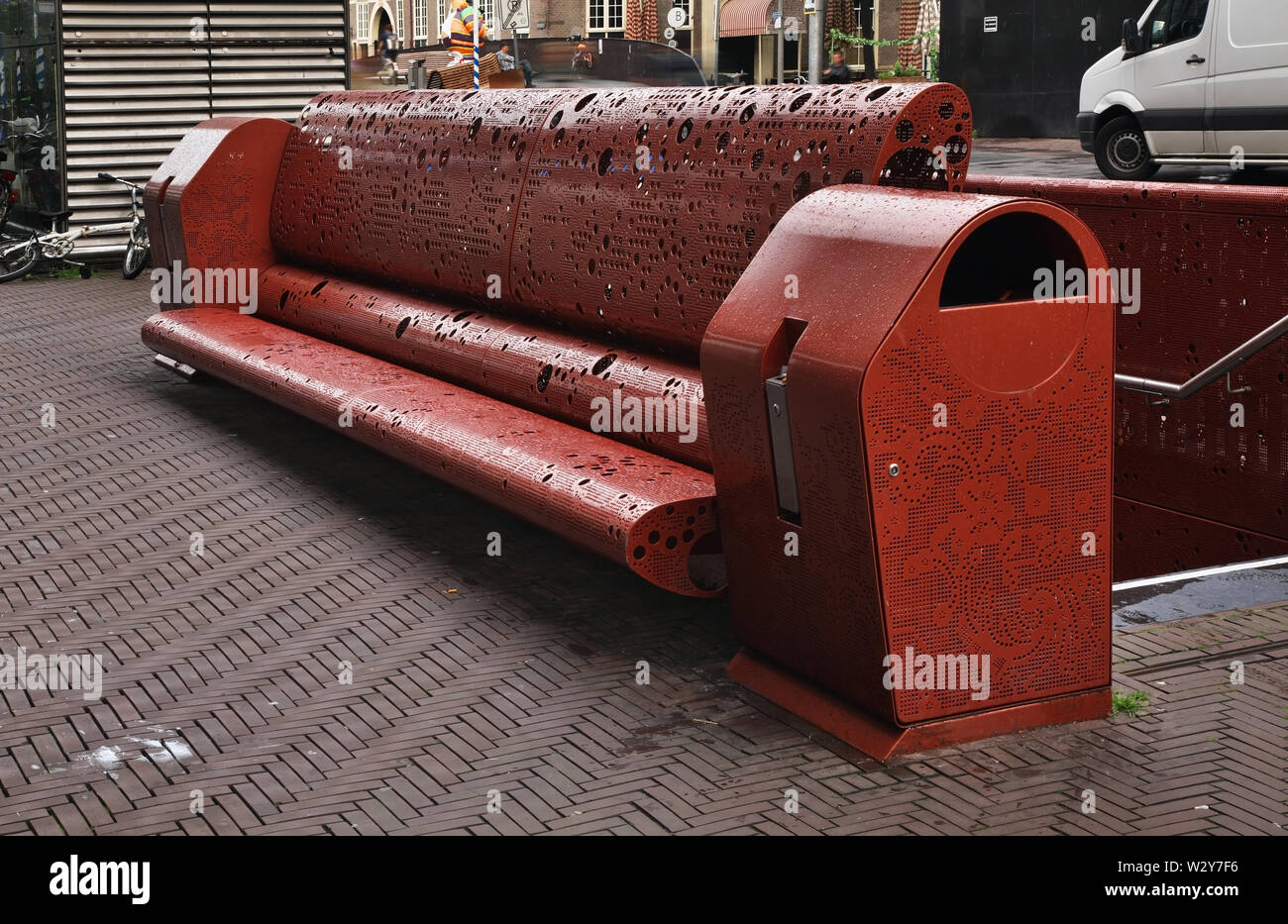Bench at Korte Poten street. Hague (Den Haag). South Holland ...