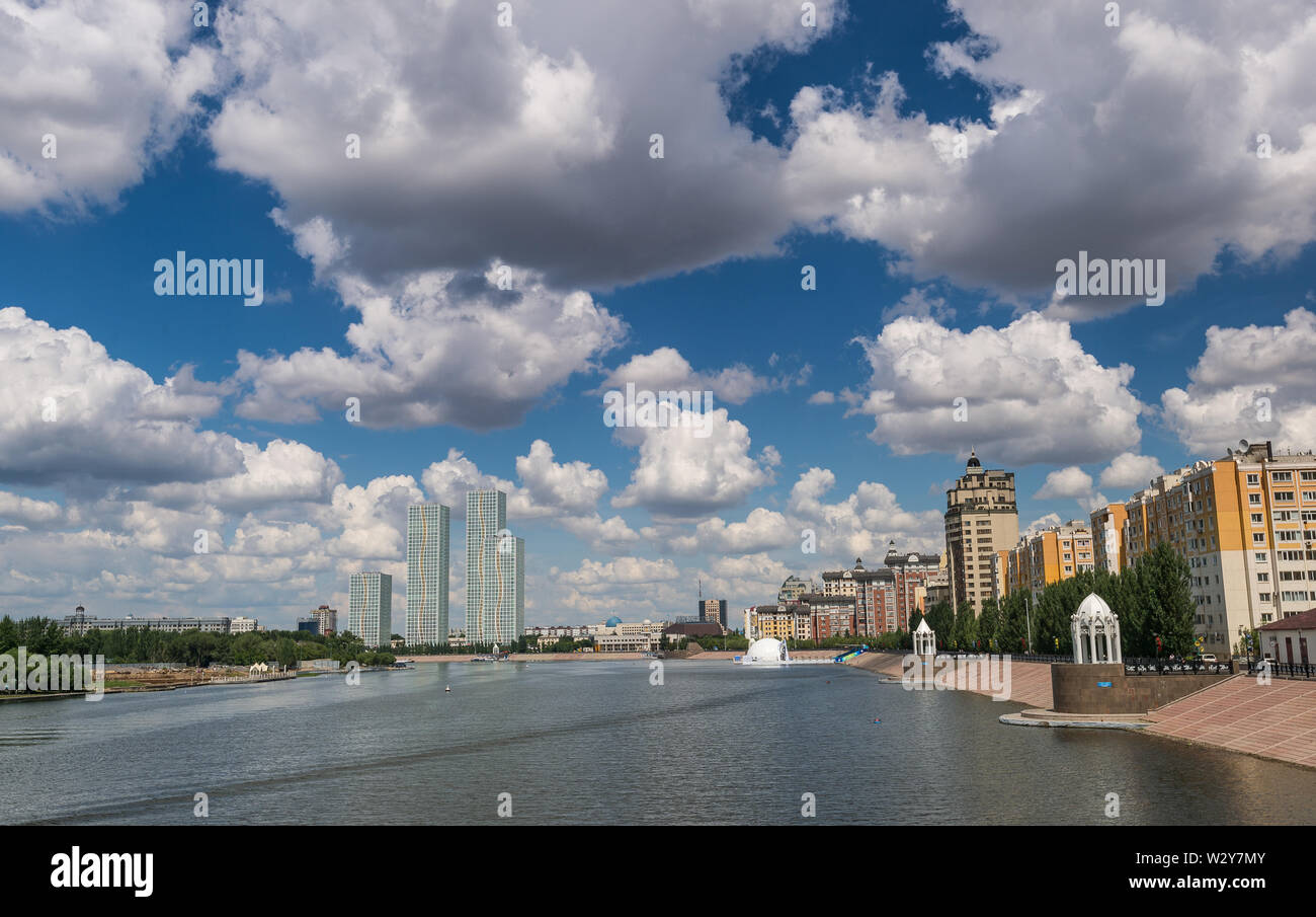 Quay of the river Ishim in Astana. /Astana, Kazakhstan - jule 5, 2014 ...