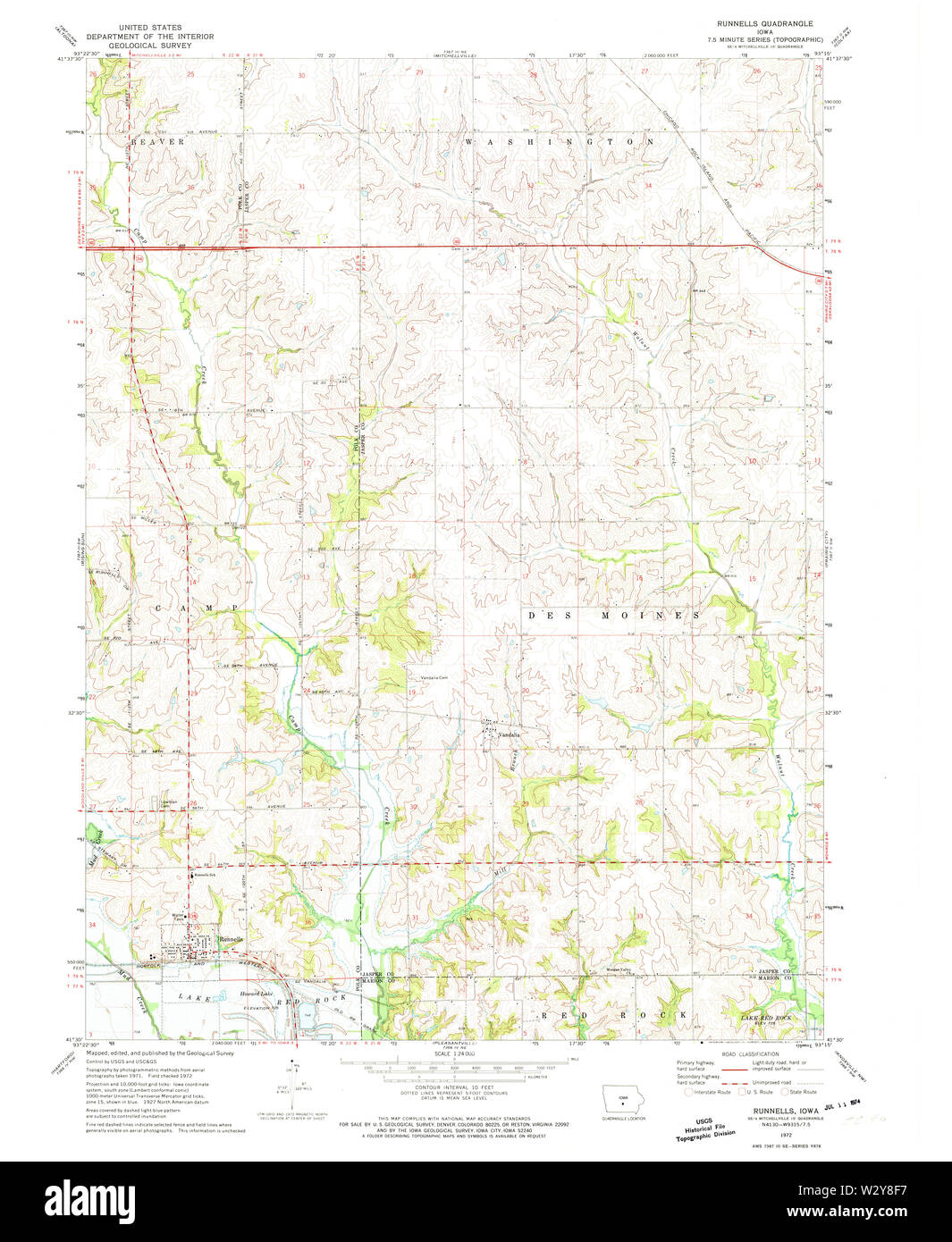 USGS TOPO Maps Iowa IA Runnells 175449 1972 24000 Restoration Stock ...