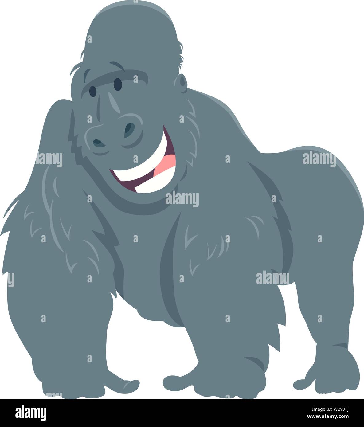 Cartoon Illustration of Happy Gorilla Ape Funny Animal Character Stock ...