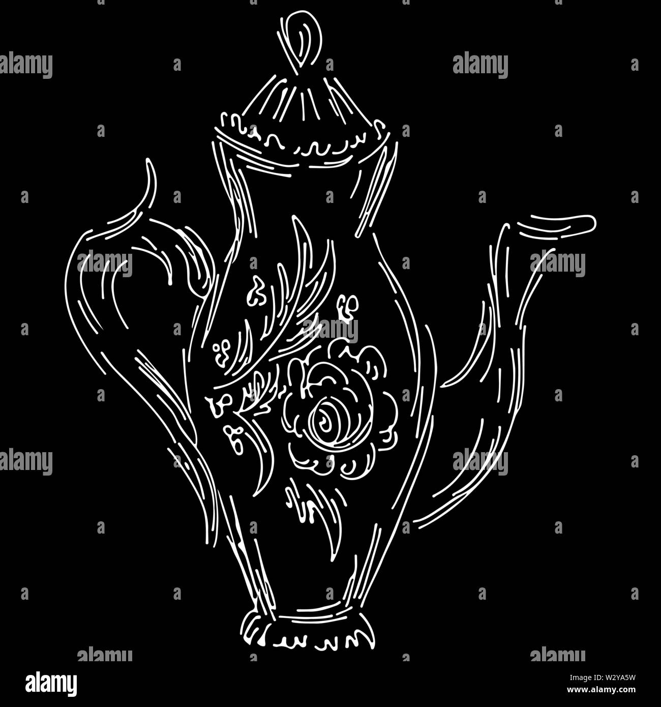 Retro teapot hand drawn, great design for any purposes. Teapot hand ...