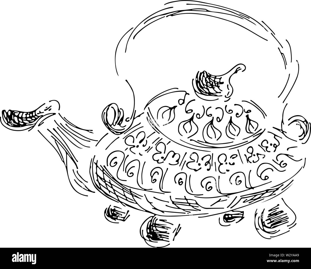 Retro teapot hand drawn, great design for any purposes. Teapot hand ...