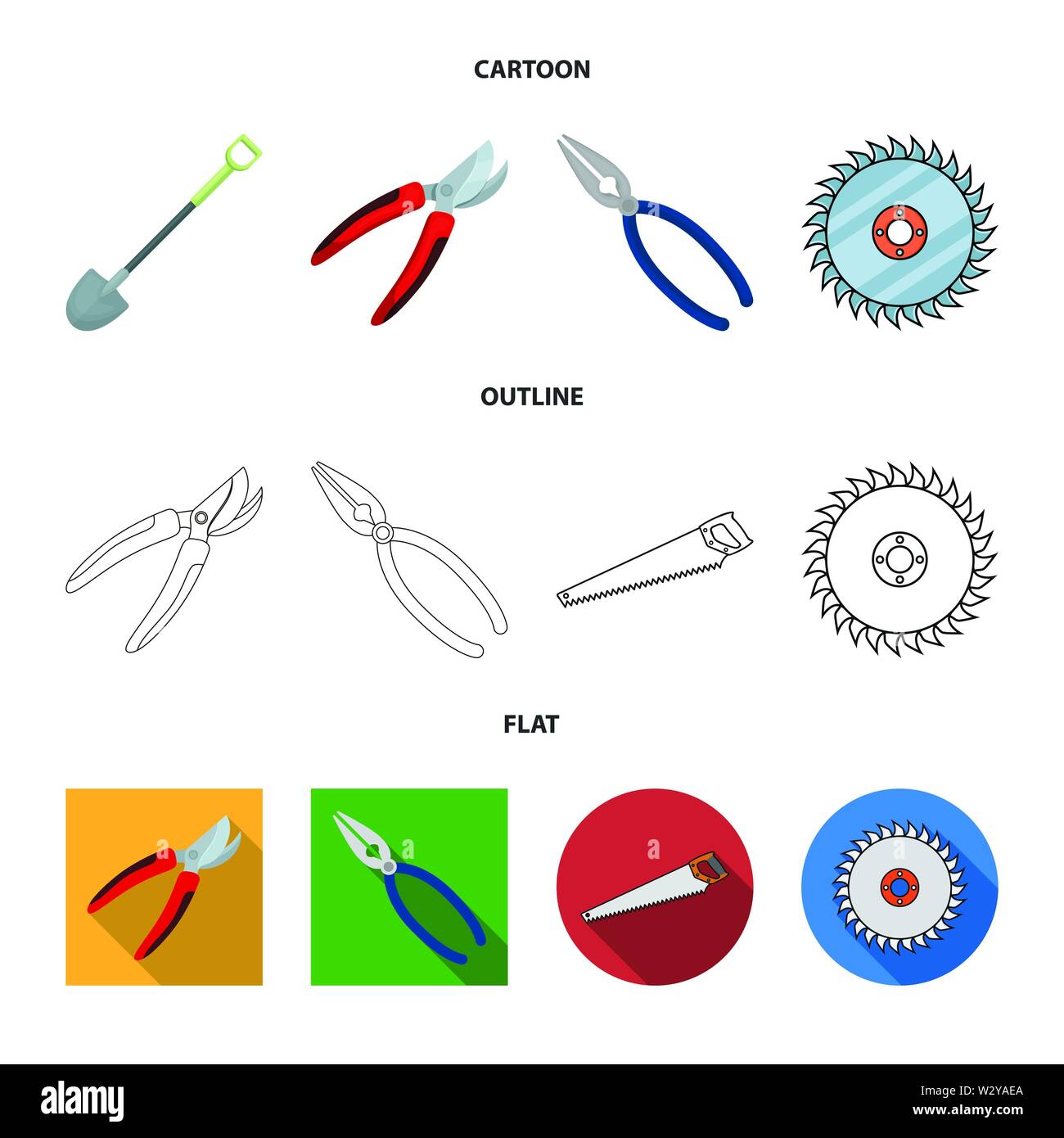 Vector illustration of tool and construction sign. Collection of tool ...