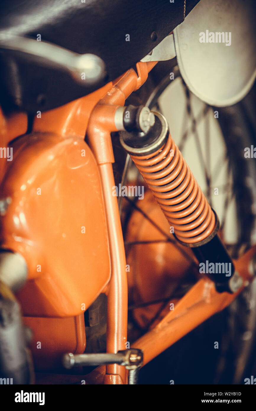 Color image of a vintage motorcycle shock absorber Stock Photo - Alamy