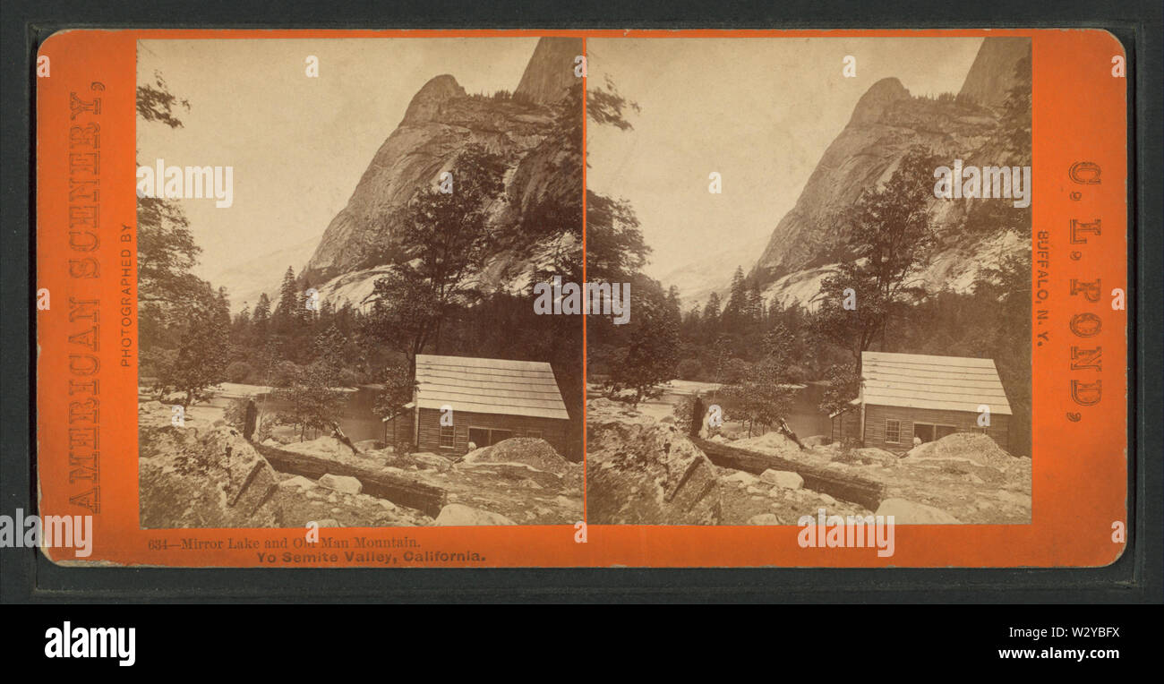 Mirror Lake and Old Man Mountain, Yosemite Valley, California, by Pond ...