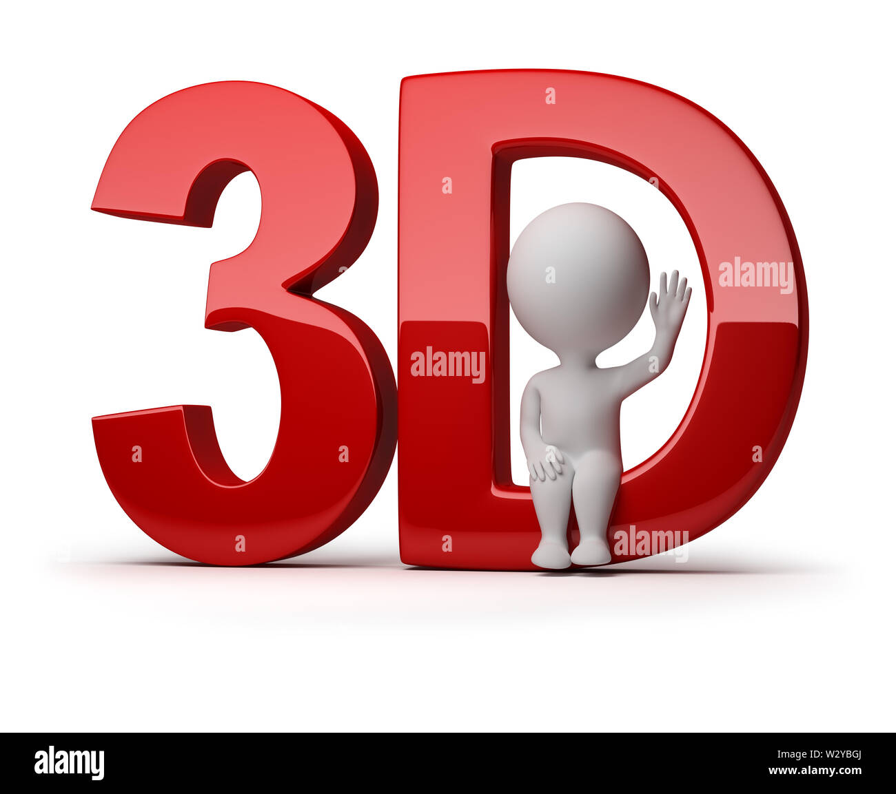 3d small person sitting in a word 3d. 3d image. Isolated white ...