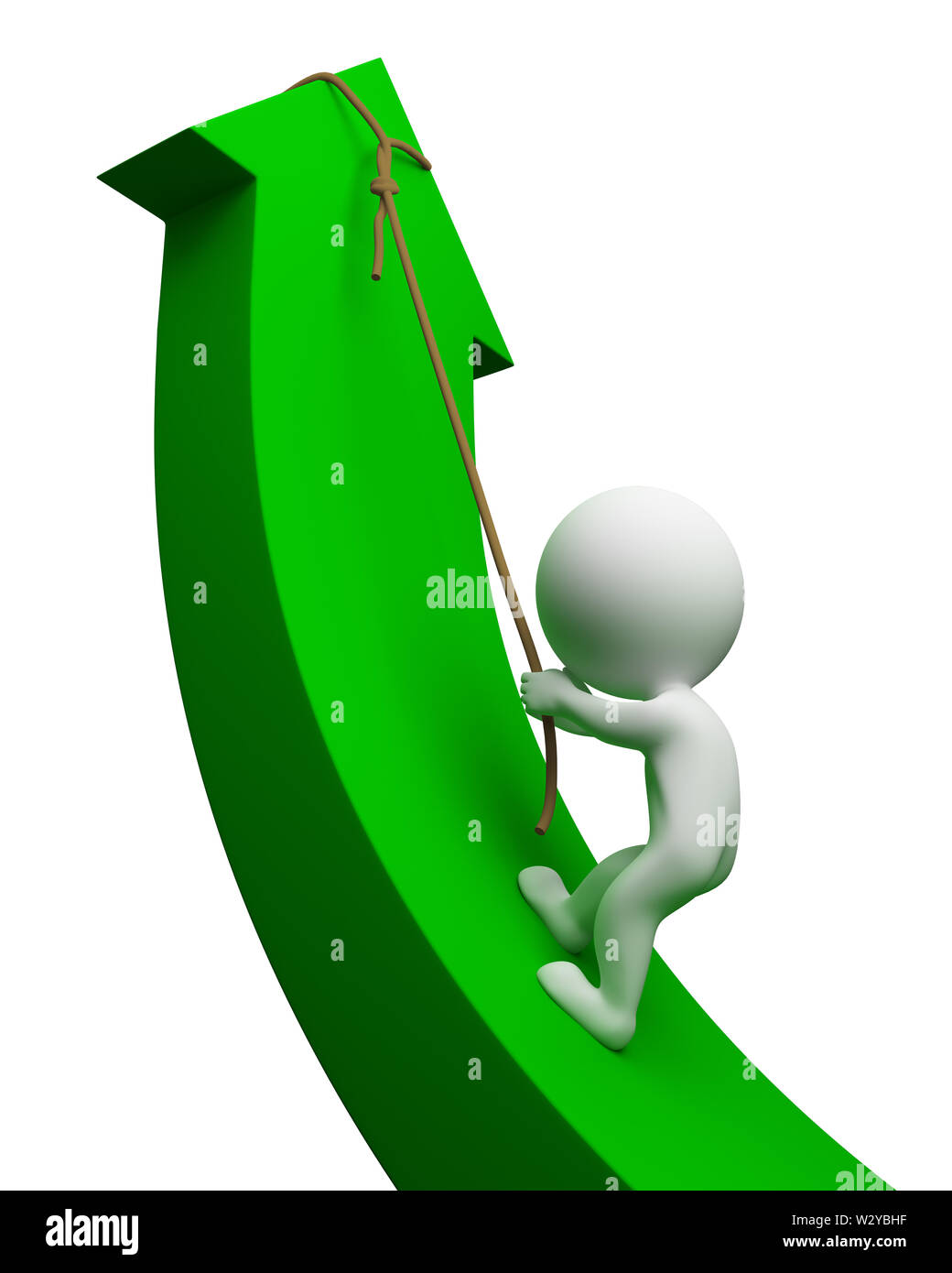 3d small people climbing up an arrow . 3d image. Isolated white ...