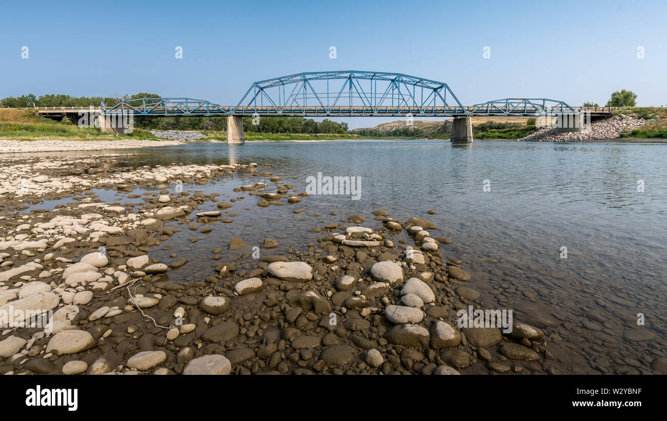 Steel Truss Bridge over the Bow River on the Siksika First Nation ...