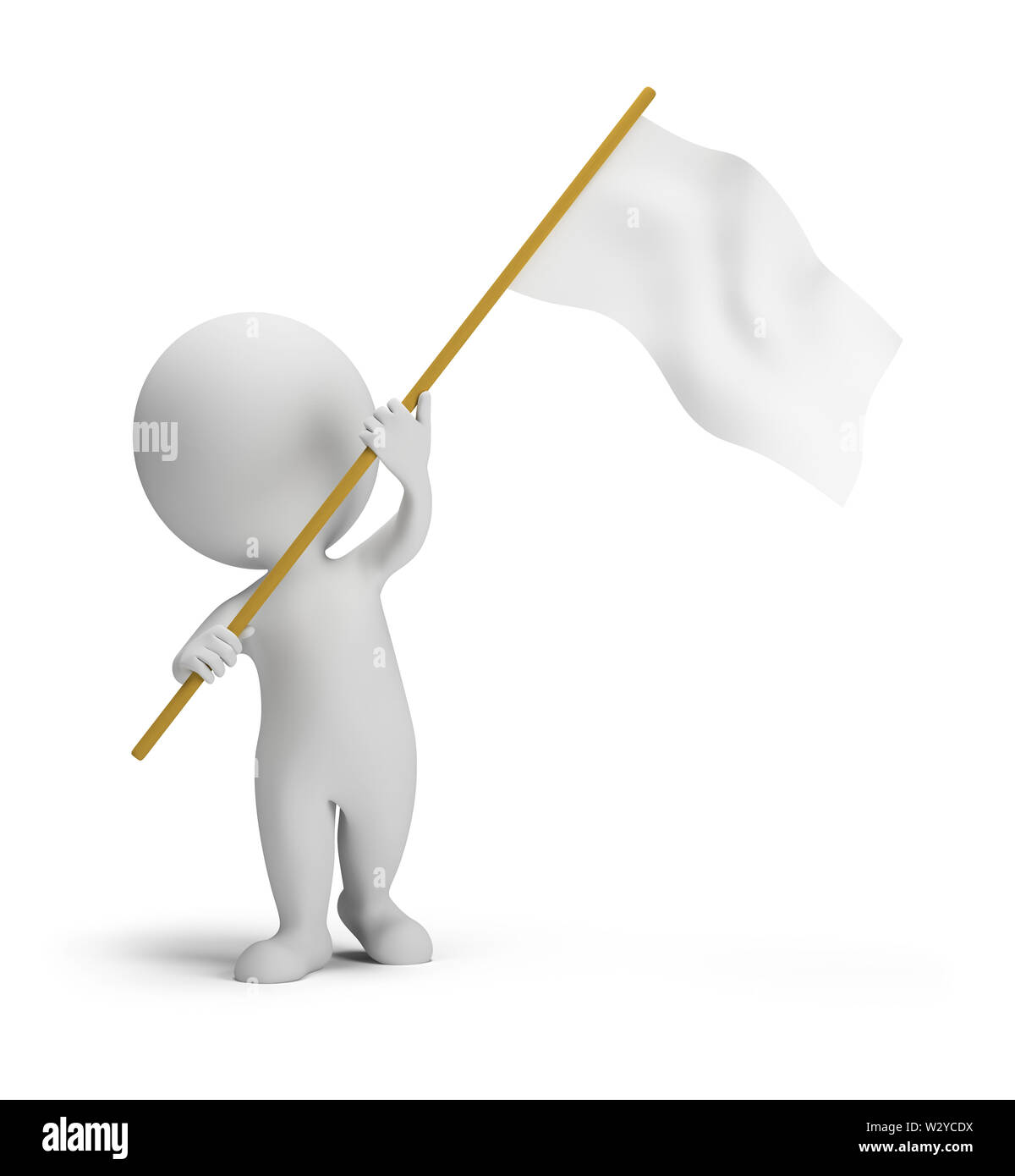 3d small people waved flags. 3d image. Isolated white background Stock ...