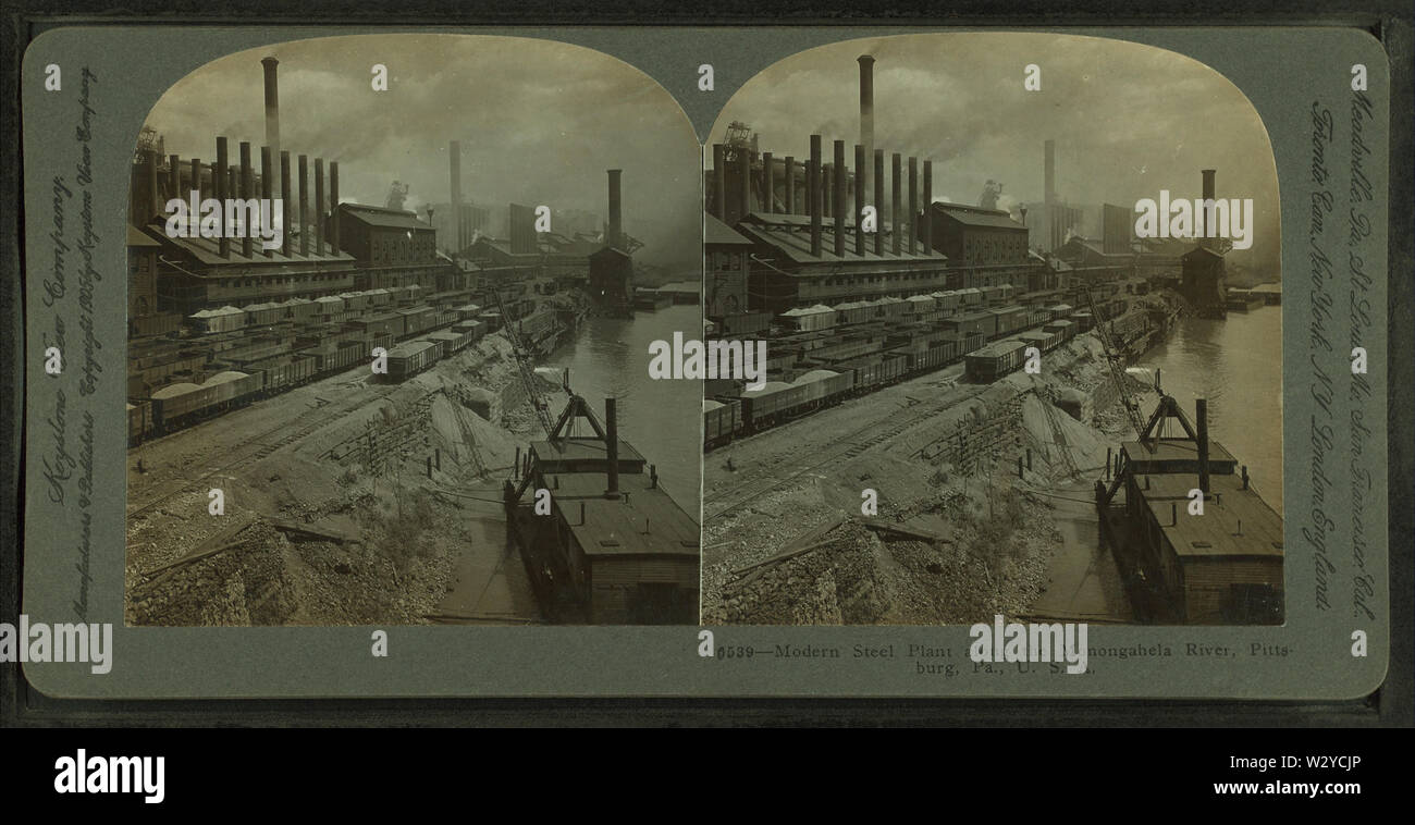 Modern steel plant along the Monongahela River, Pittsburg, Pa, USA ...