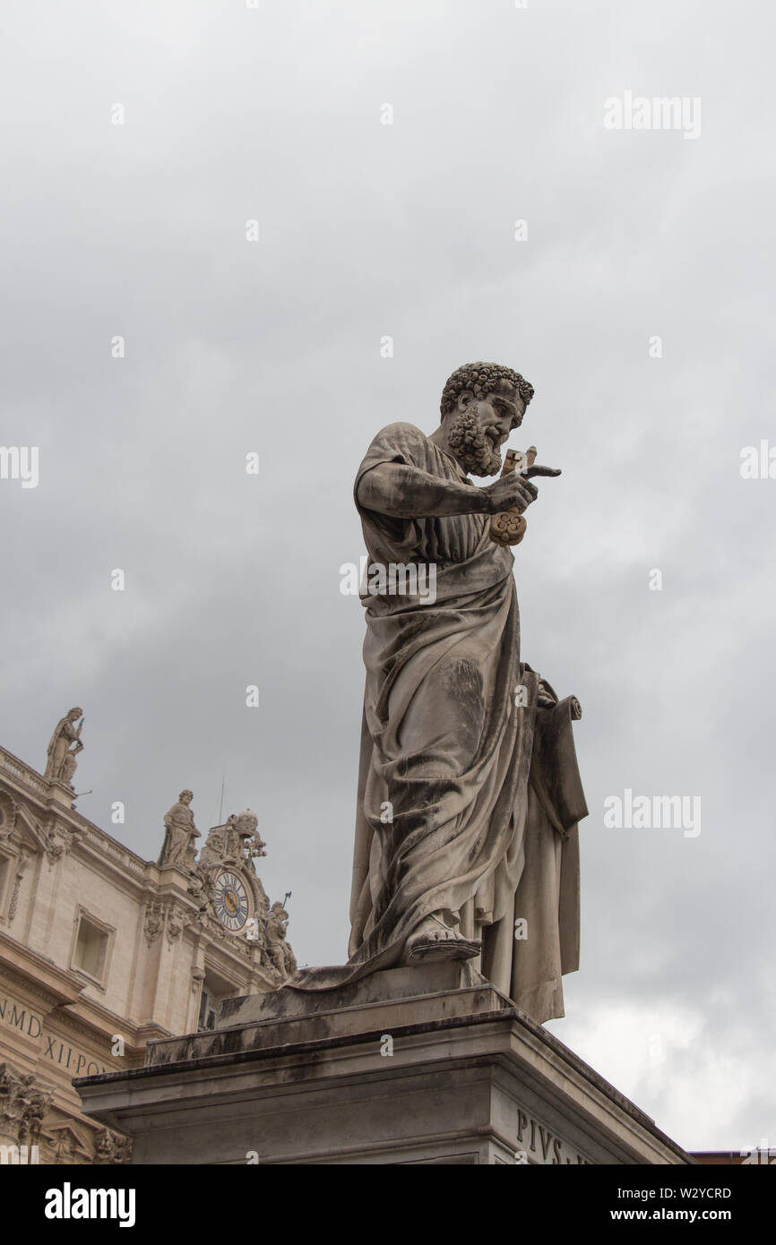 Italy, Vatican city - April 18 2017: the view of monumental statue of ...