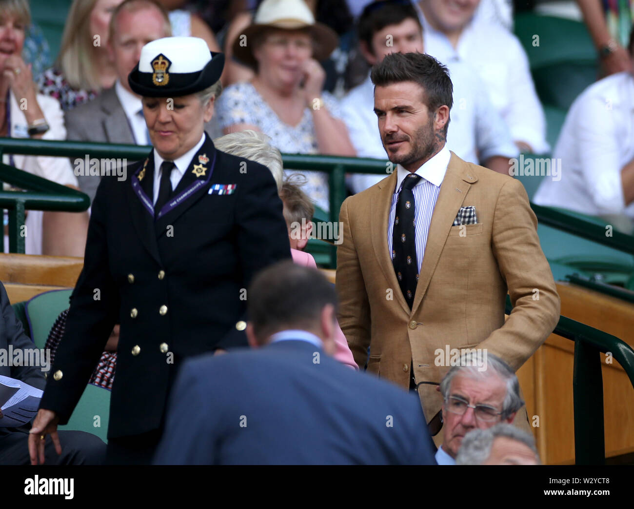 David Beckham in the royal box on day ten of the Wimbledon ...