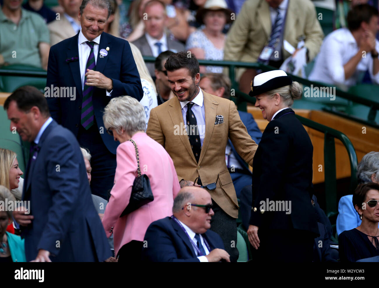 David Beckham in the royal box on day ten of the Wimbledon ...