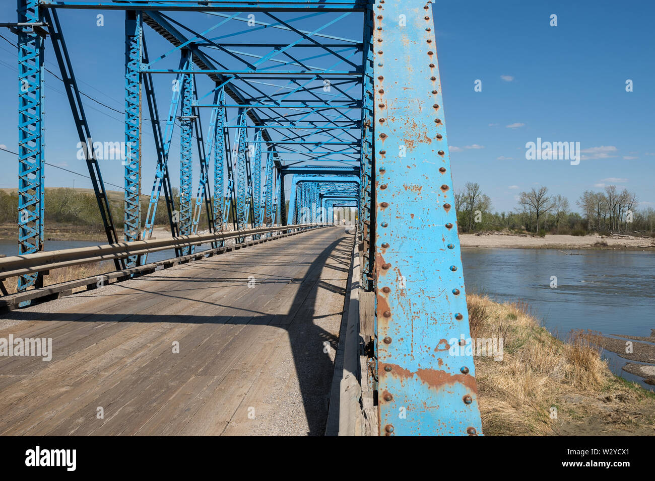 Steel Truss Bridge over the Bow River on the Siksika First Nation ...