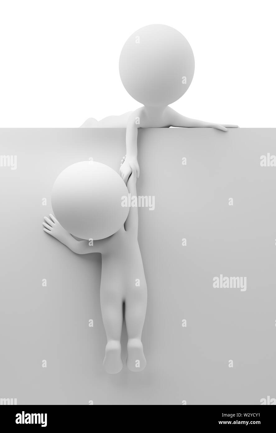 3d small people holds by the hand the falling person. 3d image ...