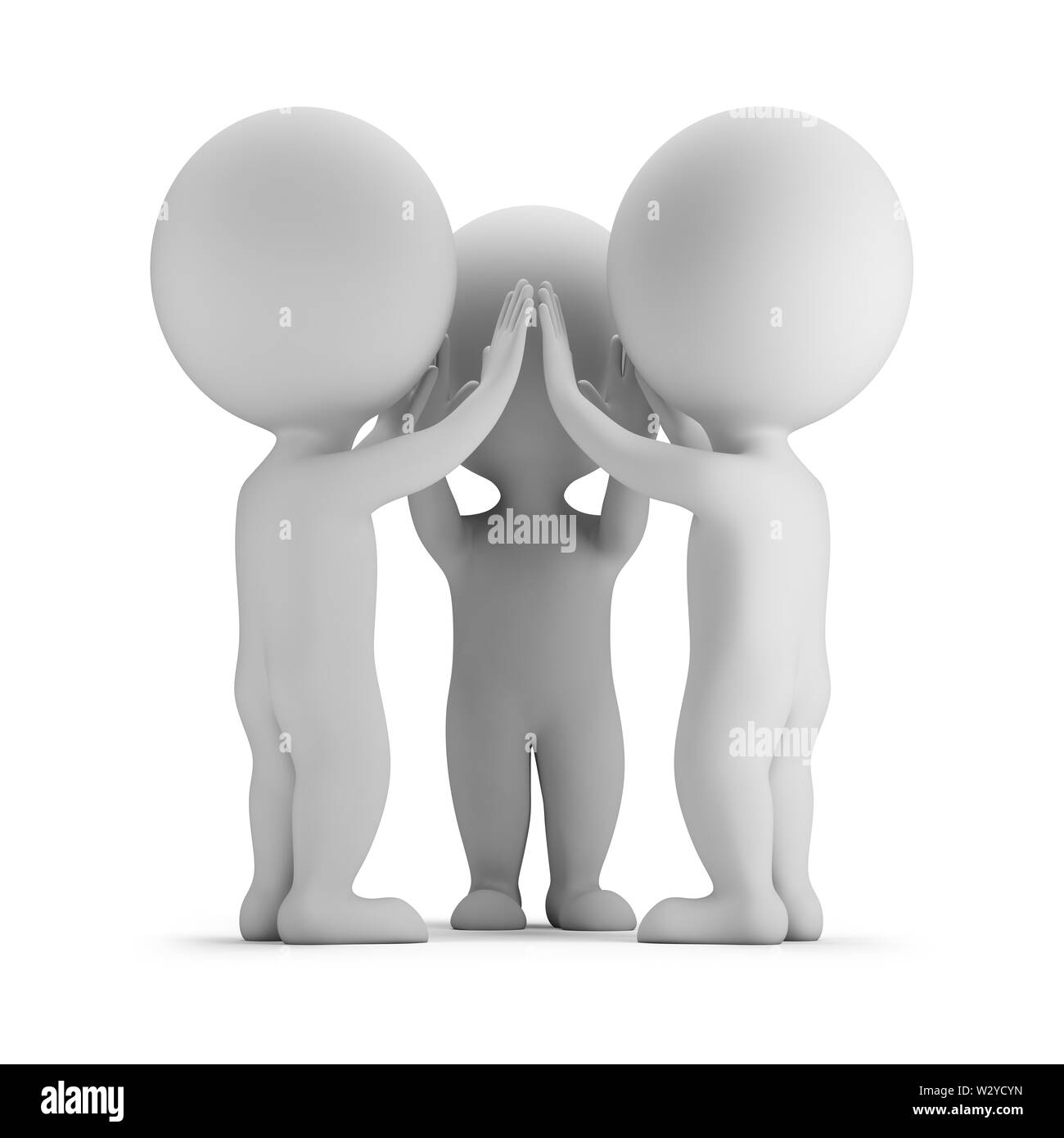3d small people rejoicing success 3d image. White background Stock ...